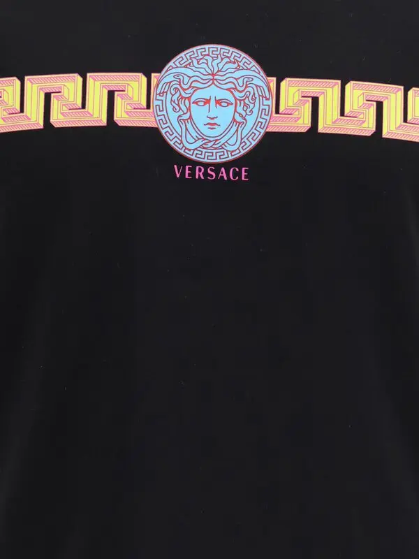 Versace Cotton T-shirt With Medusa Logo And Greca Pattern Print