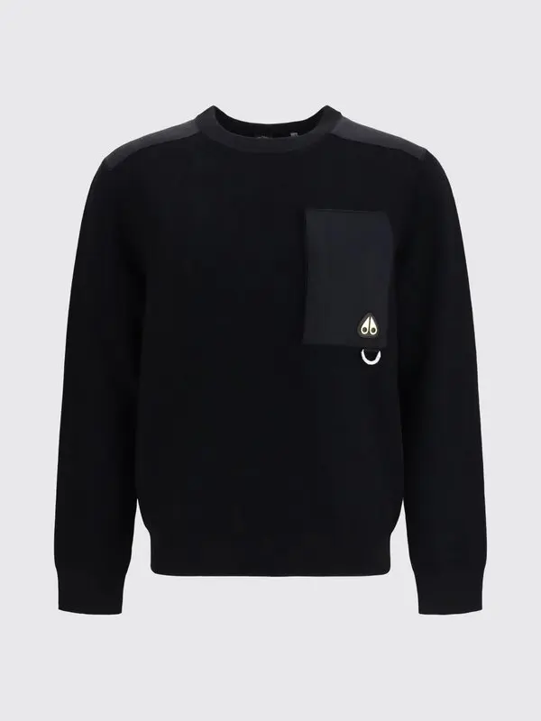 Moose Knuckles Crewneck Cotton-blend Sweatshirt With Zip Pocket