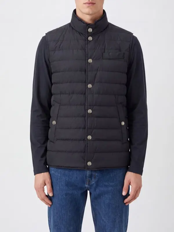 Brunello Cucinelli Padded Gilet With High Neck In Technical Nylon - Blue