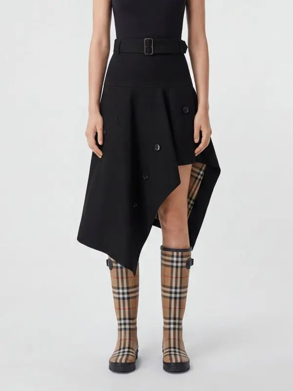 Burberry Asymmetrical Belted Skirt