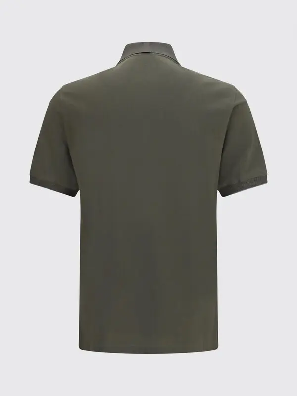 Brunello Cucinelli Short-sleeved Cotton Polo With Embroidered Logo - Grey