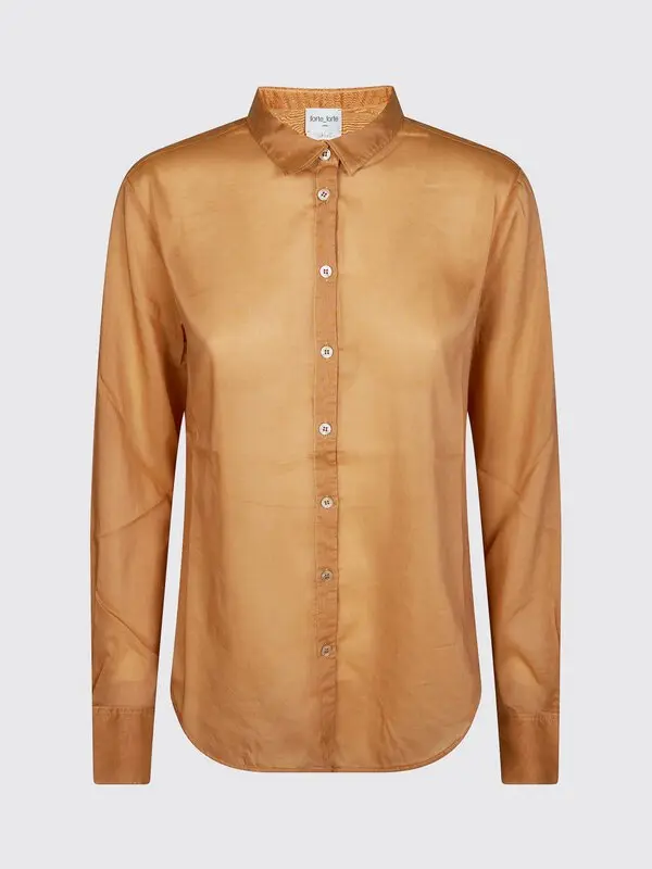 FORTE_FORTE Silk And Cotton Blend Shirt With French Collar - Brown