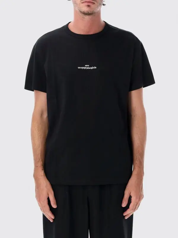 MAISON MARGIELA Cotton T-shirt With Contrast Logo - Black