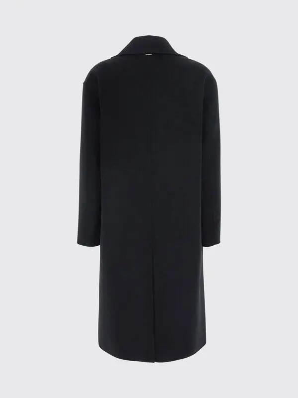 TWINSET Double-breasted Knee-length Wool Coat With Lapels And Welt Pockets - Black
