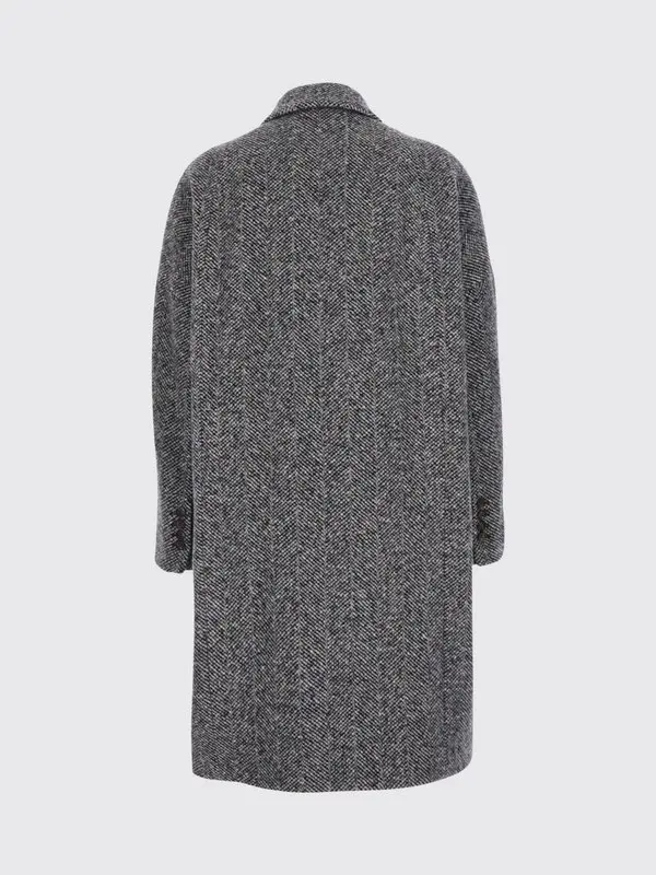 Brunello Cucinelli Relaxed Fit Double-breasted Wool Blend Coat With Lapels - Grey