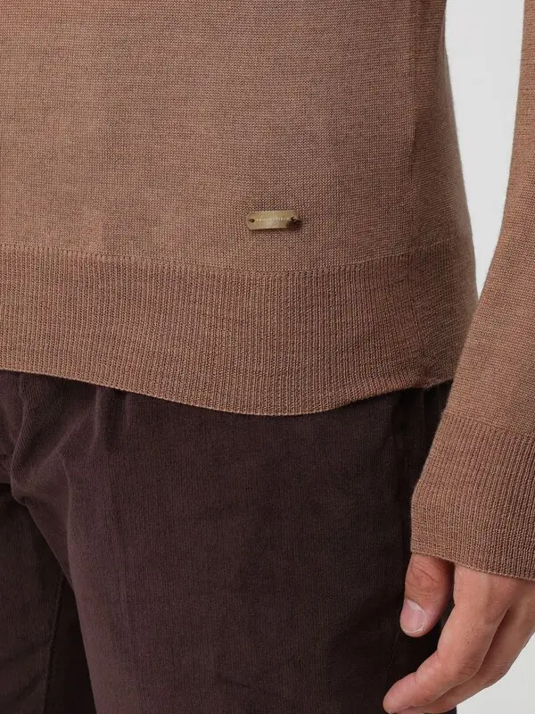 BROOKSFIELD Shawl Collar Ribbed Wool Cardigan With Buttons - Brown