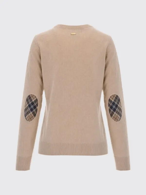 Barbour Wool And Cotton Blend Crewneck Cardigan With Contrast Trims - Beige