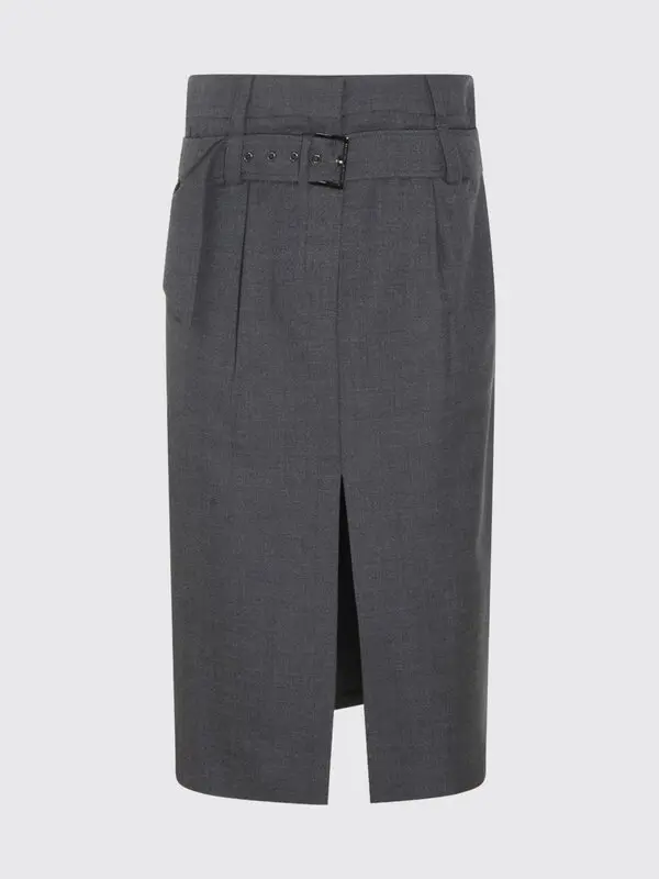 Brunello Cucinelli Virgin Wool Midi Pencil Skirt With Belt