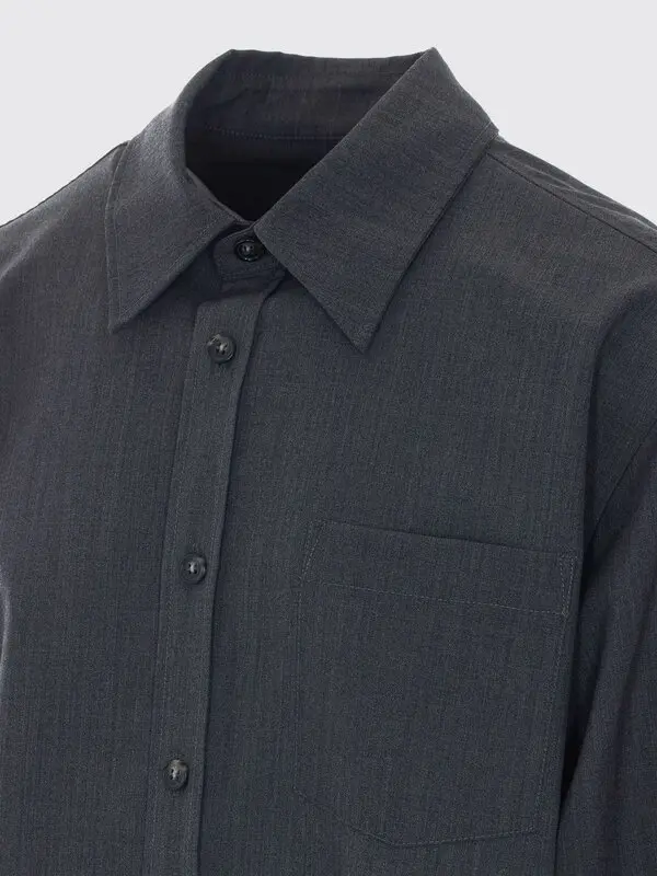 A.p.c. Gray Wool Blend Shirt Jacket With Patch Pockets