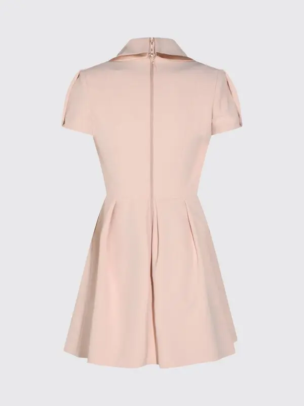 Elisabetta Franchi Flared Crêpe Mini Dress With Shawl Collar And Short Sleeves - Nude