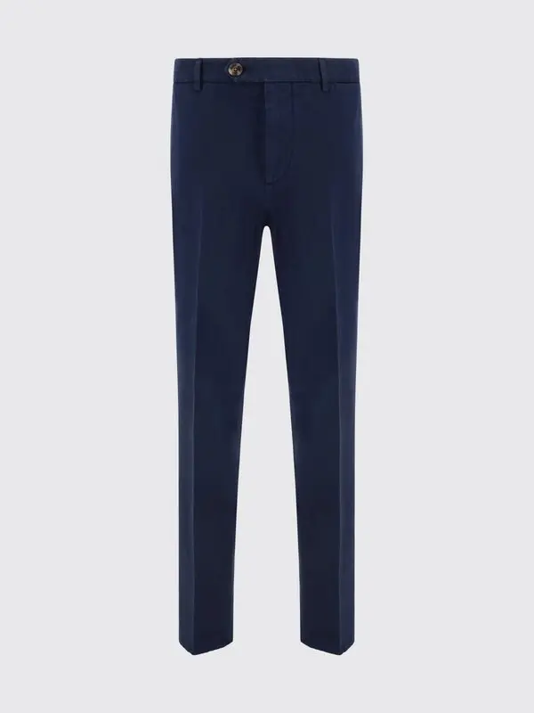 Brunello Cucinelli Slim Fit Cotton Tailored Trousers - Navy