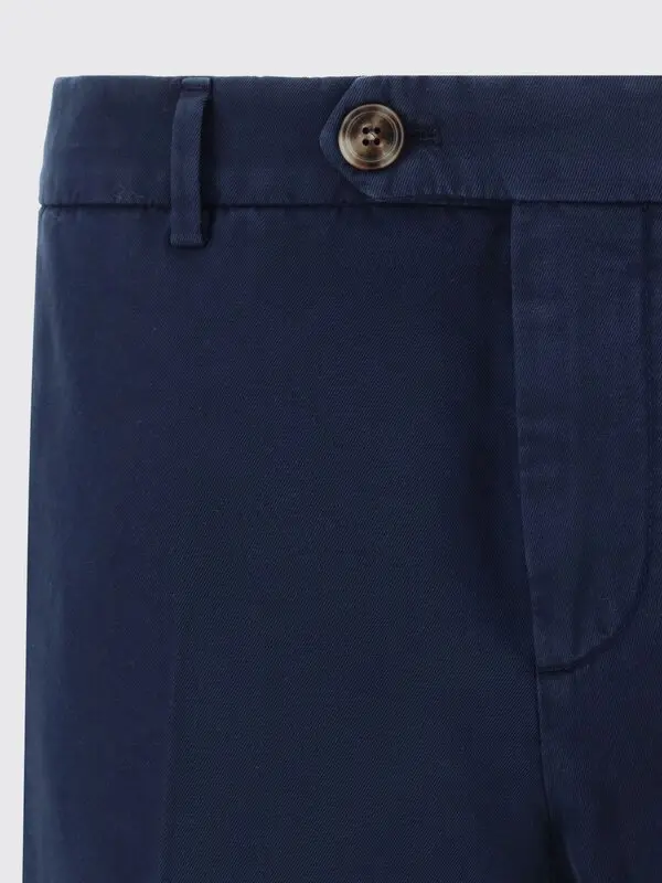 Brunello Cucinelli Slim Fit Cotton Tailored Trousers - Navy