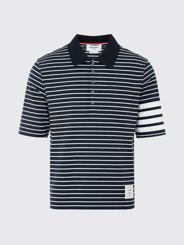 Thom Browne 4-bar Stripe Short-sleeve Cotton Polo