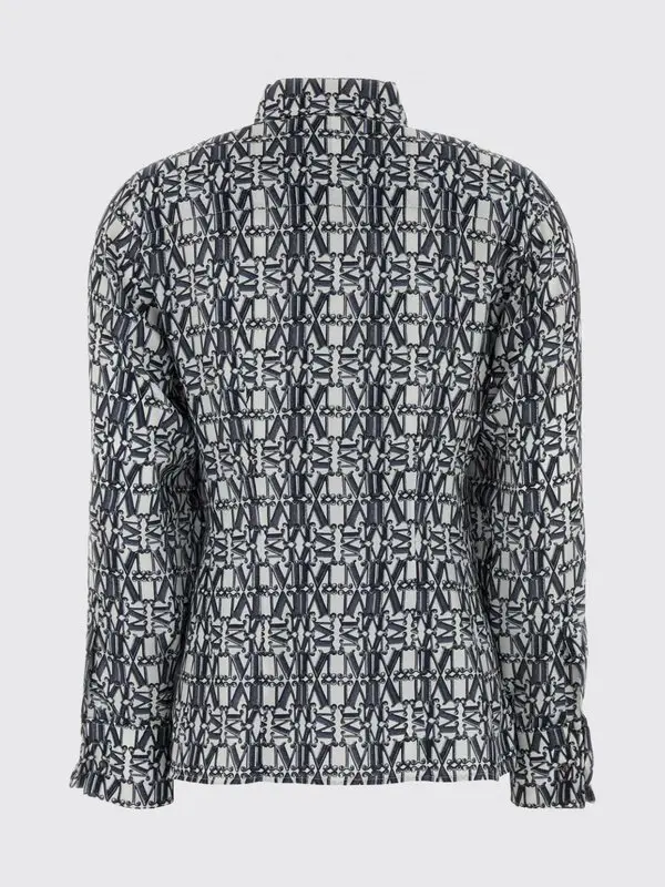 Max Mara Monogram Print Pure Silk Shirt With French Collar - Black