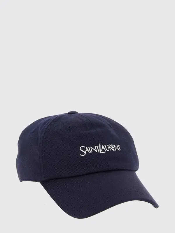 Saint Laurent Cotton Baseball Cap With Contrasting Logo - Blue
