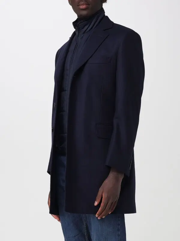 FAY Short Wool-blend Coat With Quilted And Removable Inner Vest