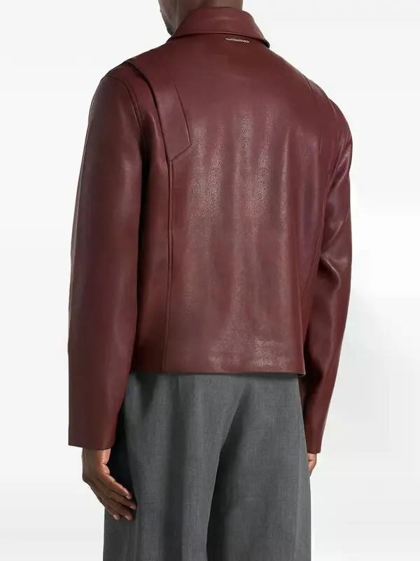 Manière De Voir Yves In Wine Minimal Leather Jacket