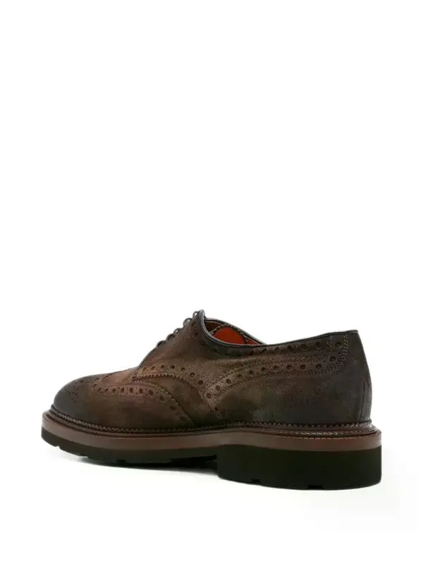 Santoni Brogue-detail Suede Lace-up Shoes