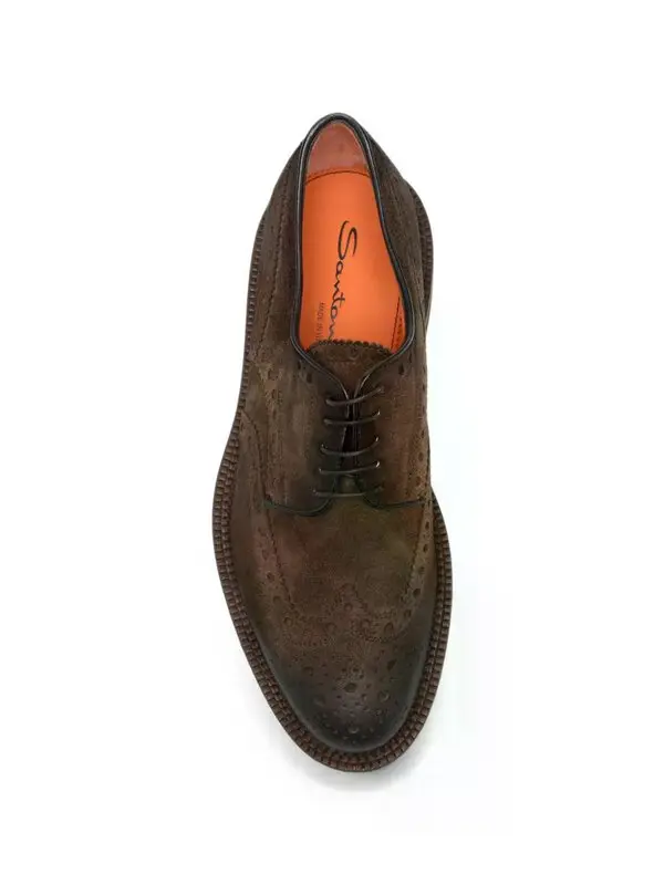 Santoni Brogue-detail Suede Lace-up Shoes