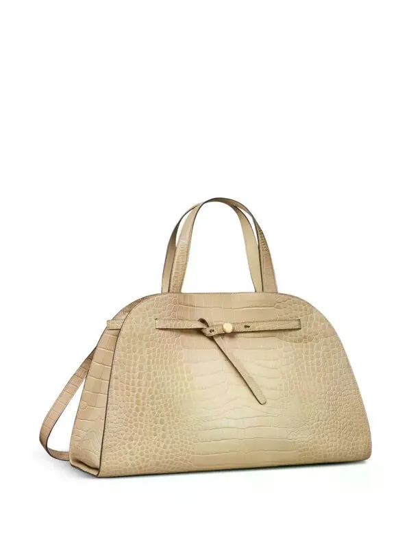 Tory Burch Romy Croc-embossed Bauletto Bag - Neutrals