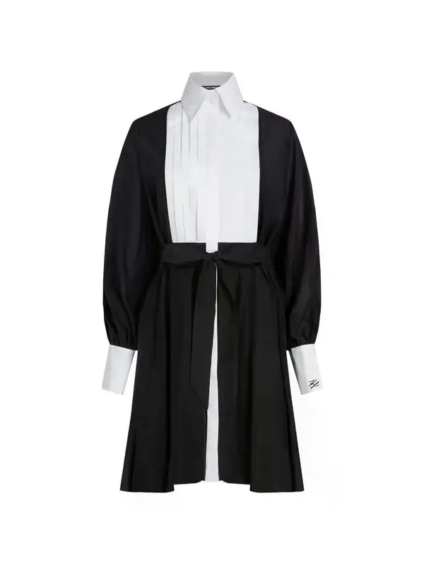 Karl Lagerfeld Contrast Bib Shirt Dress - Black