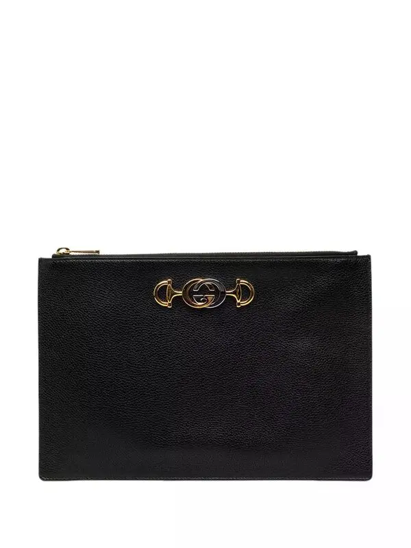 Gucci Grained Calfskin Zumi Zip Pouch Clutch Bag