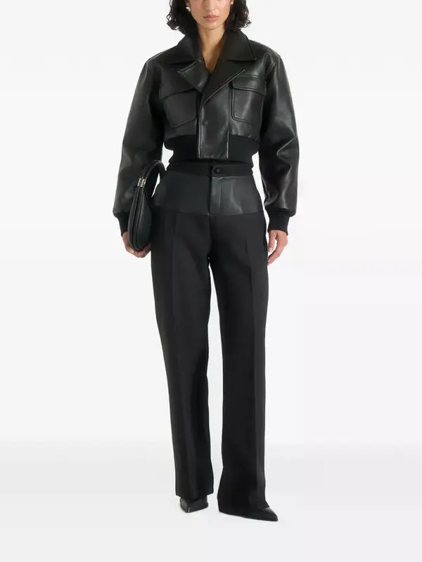 Manière De Voir Cosette Cropped Leather Bomber Jacket