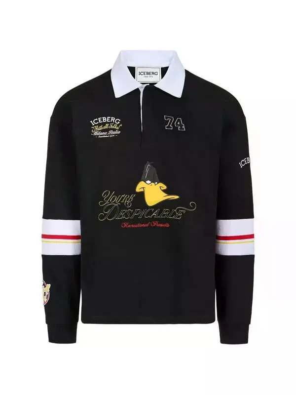 Iceberg Graphic-print Long-sleeve Polo Shirt