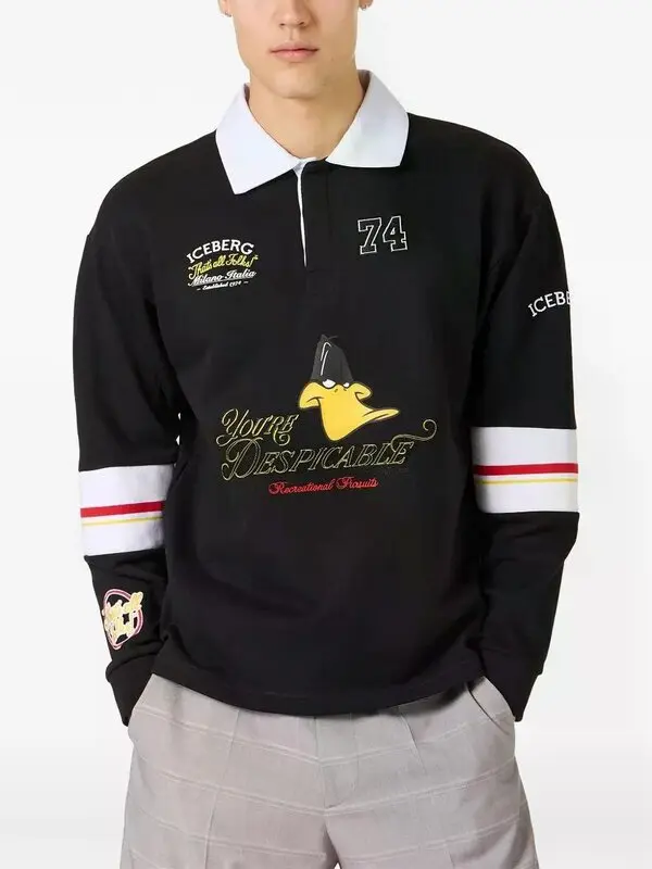 Iceberg Graphic-print Long-sleeve Polo Shirt