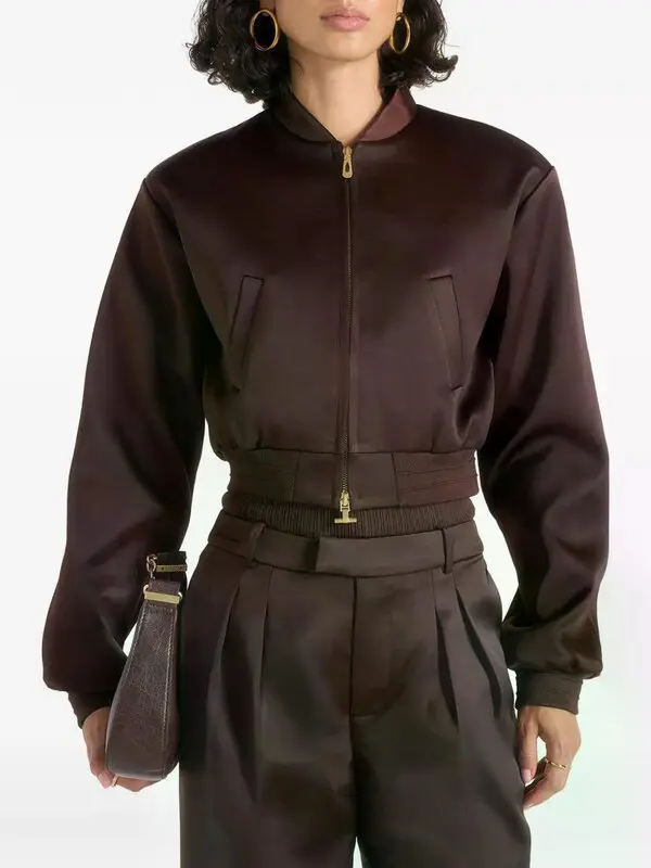 Manière De Voir Satin Wide-shoulder Bomber Jacket