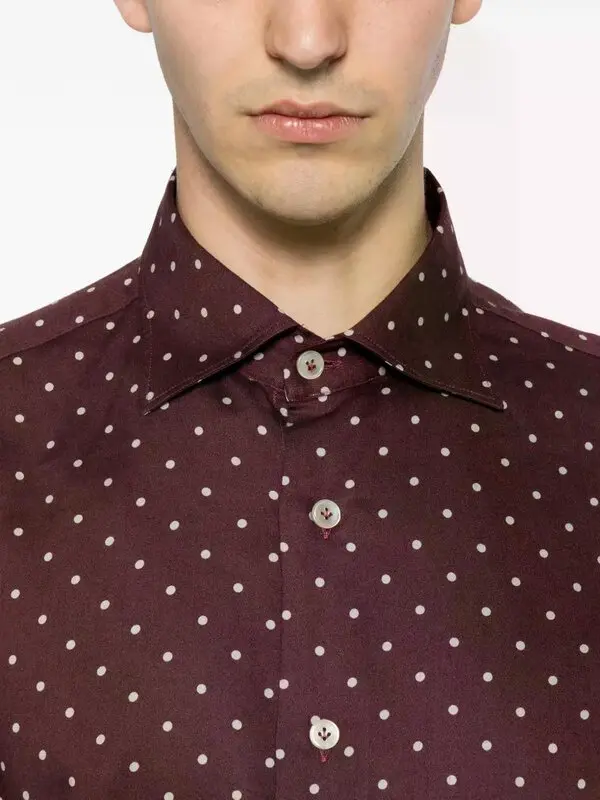 Eleventy Polka-dot Long-sleeve Shirt