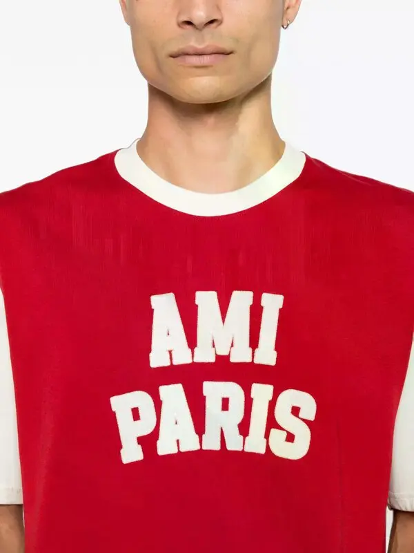 AMI Paris Colour-block T-shirt With Logo Print