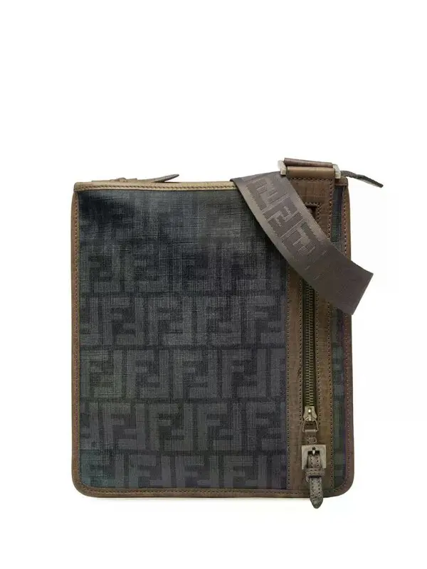 Fendi Zucca Spalmati Flat Messenger Crossbody Bag