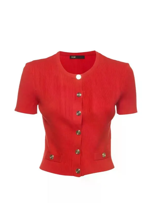 Maje Rib-knit Short-sleeve Cardigan