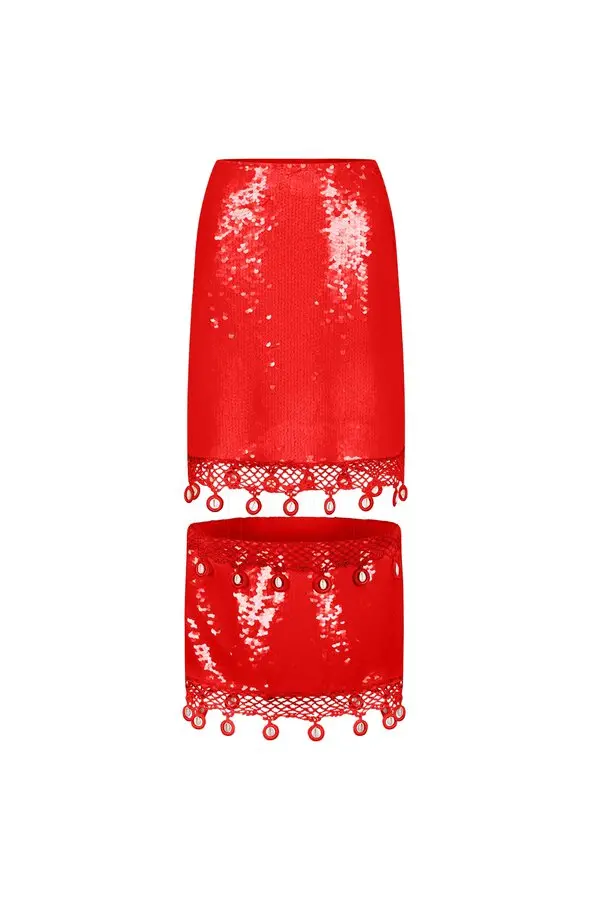 ÚCHÈ Floating Sequin Midi Skirt