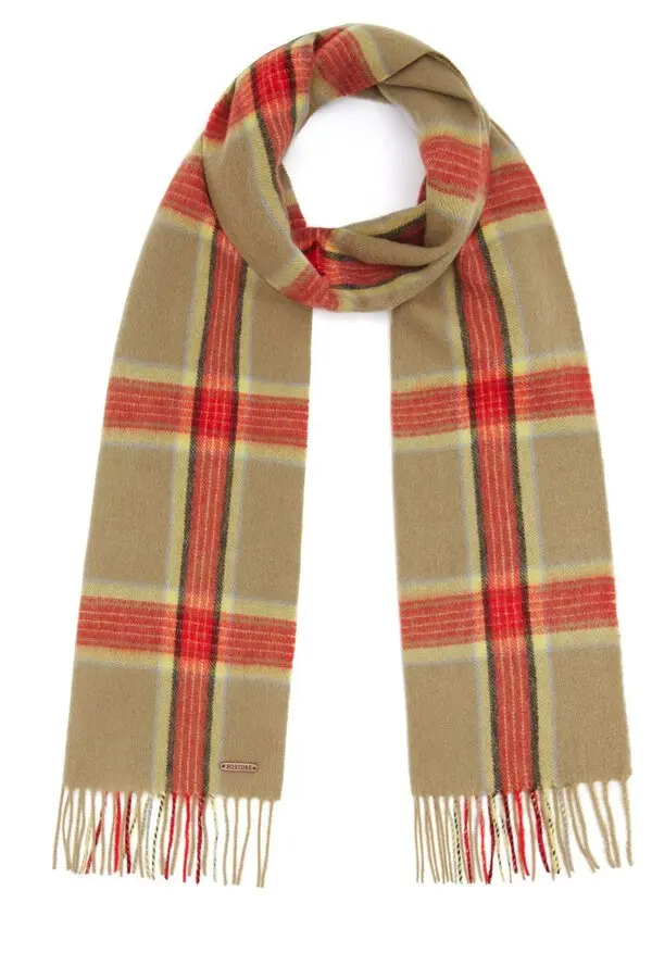 HORTONS ENGLAND The Hexham Lambswool Scarf Check - Red