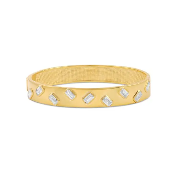 SHYMI Wide Emerald Bangle - Gold