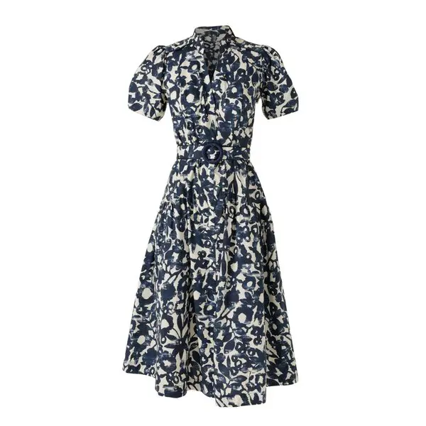 SACHA DRAKE Bateau Shirtmaker Dress In Navy Ecru