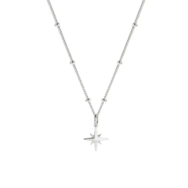 MURU Tiny Star Bead Chain Necklace - Silver
