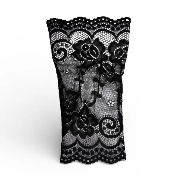 JAGGED HALO JEWELRY Lace Fingerless Gloves - Black