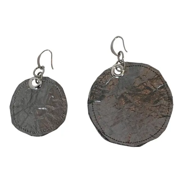 ROMER MILLINERY Metallic Silk Coin Earrings - Silver
