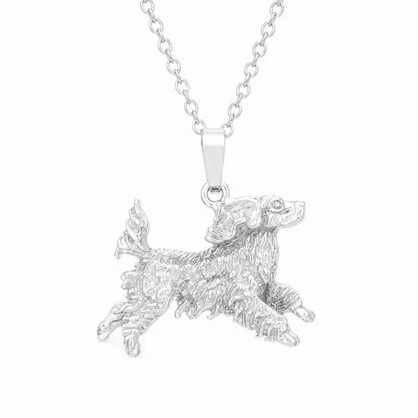 SIMON KEMP JEWELLERS Leaping Spaniel Pendant In Recycled Sterling - Silver