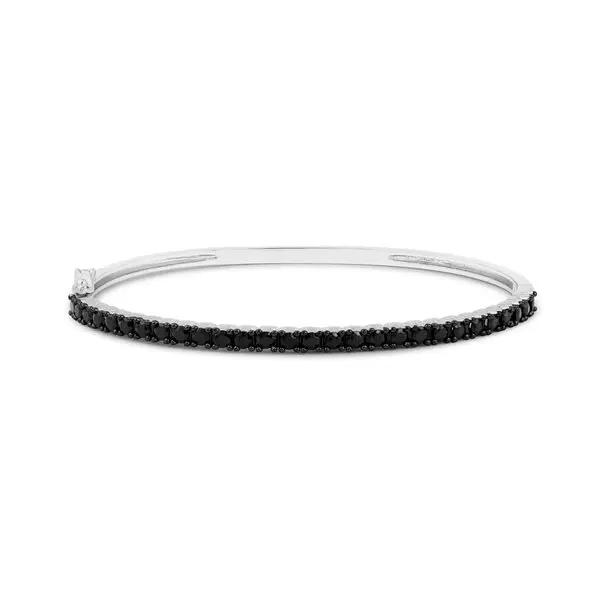 SHYMI Silver / Black Thin Stone Bangle Silver & Black