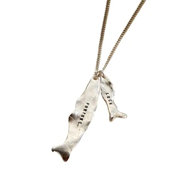 POSH TOTTY DESIGNS Fortune And Luck Fortune Fish Pendant Necklace - Silver