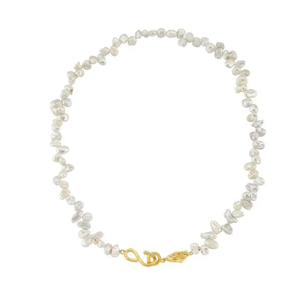 ASSUWA White / Gold Thalassa Freshwater Pearl Gold Plated Sterling Silver Necklace - White/gold