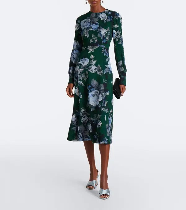 Erdem Floral Crepe Midi Dress