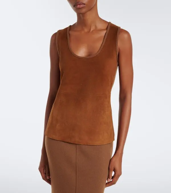 Max Mara Wool And Cashmere-paneled Suede Top
