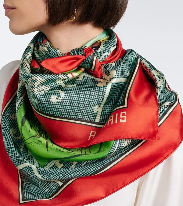 ALEMAIS Ace Printed Silk Scarf - Multicoloured