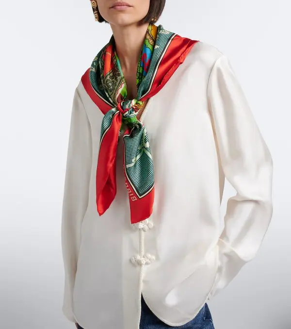 ALEMAIS Ace Printed Silk Scarf - Multicoloured
