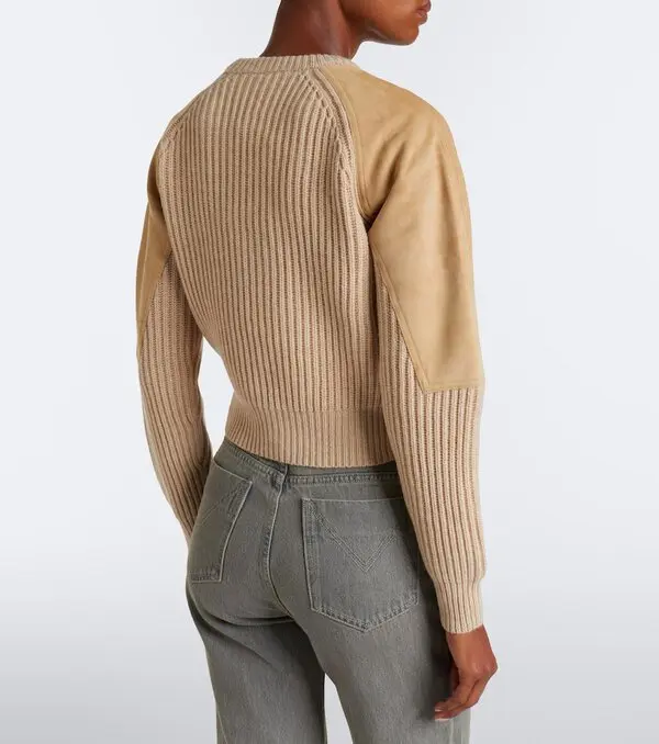 Max Mara Suede-paneled Wool And Cashmere Sweater
